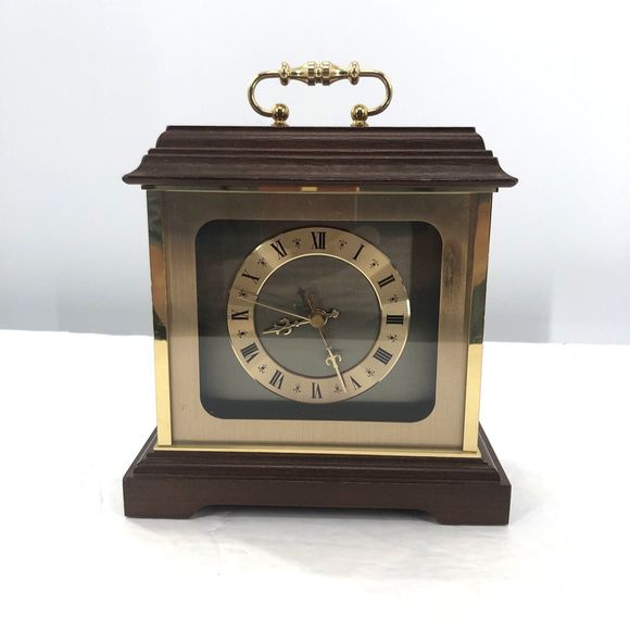 Hamilton | Accents | Hamilton Shelf Mantle Quartz Clock Wood Gold Tone ...